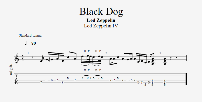 Riff Led Zeppelin - Black Dog à la guitare